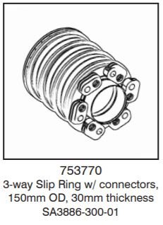 3-way Slip Ring with isolation bush, 150mm outer diameter