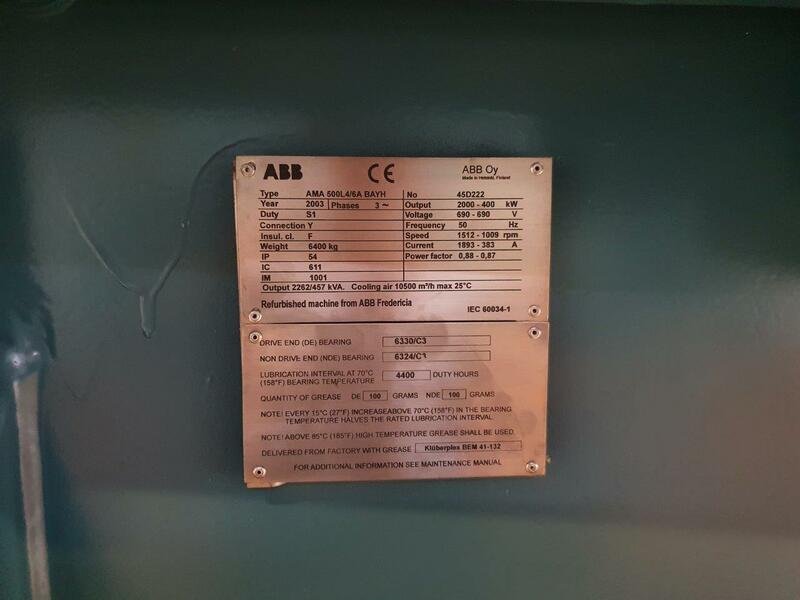 Generator AMA 500 L4/6A BAYH 2000/400kW for AN Bonus | ABB