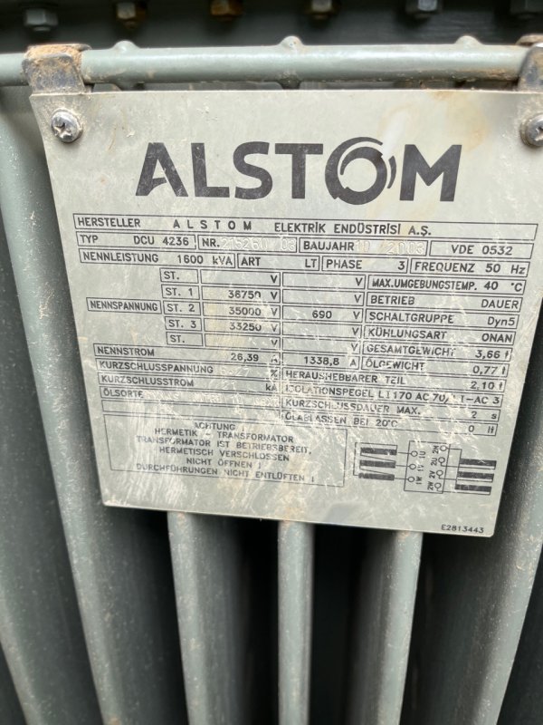 1.600kVA Alstom Transformer 33000/ 690 | Alstom