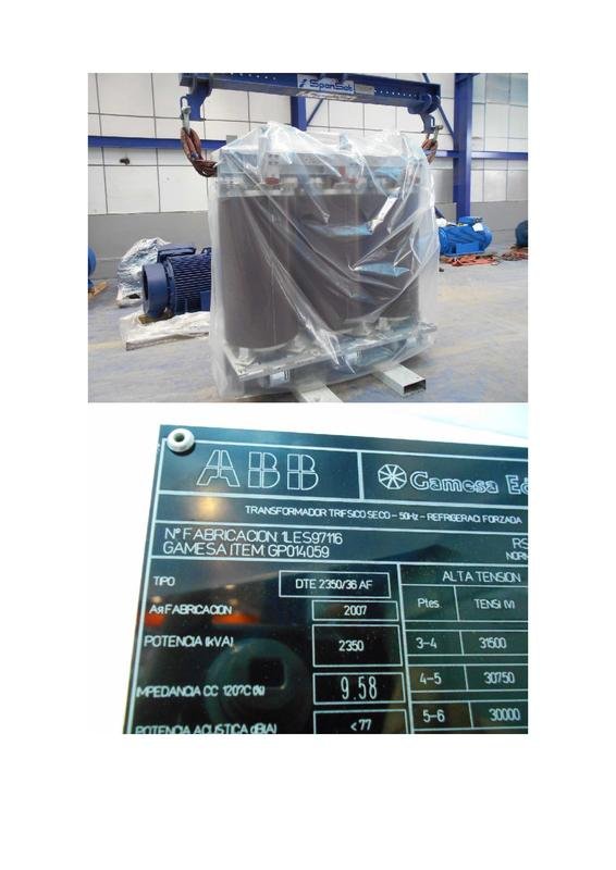 TRANSFORMADOR ABB DTE 2350 KVA 30/0,690KV PARA AEROGENERADOR