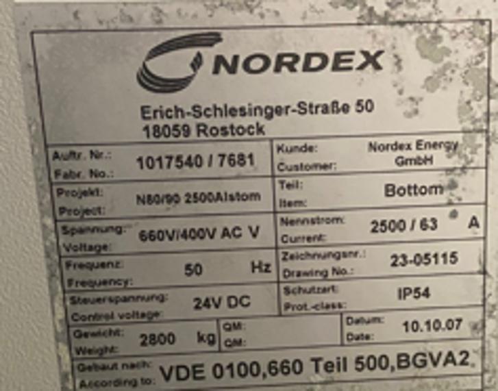 Armario inferior con convertidor para Nordex N80 y N90